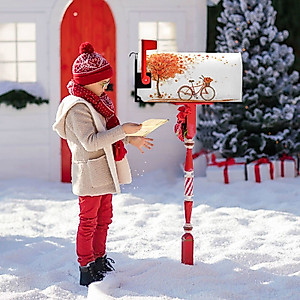 Vdsrup Maple Fall Autumn Mailbox Covers Magnetic Leaf Tree Bicycle Mailbox Cover Wraps Standard Size 18" X 20.7" Post Letter Box Cover Garden Decorations