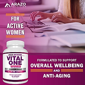 Arazo Nutrition Vital One Multivitamin for Women - Daily Wholefood Supplement - 90 Vegan Capsules