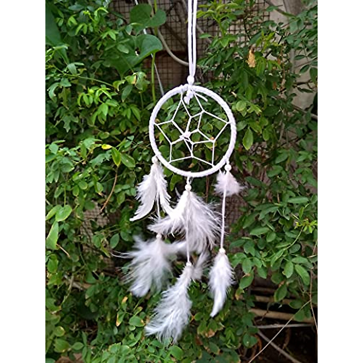 FIKIMOS Dream Catchers Wall Decor, Handmade Feather Bedroom Home Car Decor Nursery Room Hanging Decoration (3" White Ring)
