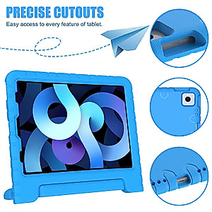 AVAWO Kids Case for iPad Air 6th Generation 2024(M2)/Air 5 2022/Air 4th 2020, iPad Air 10.9 Case & Pro 2nd/3rd Gen- Light Weight Shockproof Handle Stand Case for Kids Child Toddlers Boys, Blue