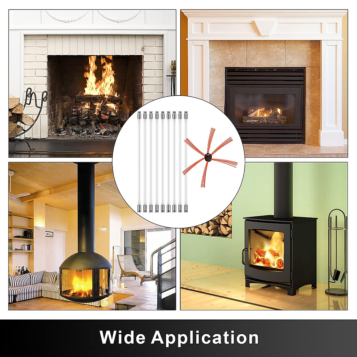 Chimney Cleaning Kit 30 Feet Chimney Sweep Kit, Chimney Brush Kit with 9 Nylon Flexible Rods and Strong Brush Head, Rotary Chimney Cleaner System Fireplace Brush Tool Driven by Drill for Home Use