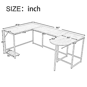 Merax U-Shaped Computer, Industrial Corner Writing CPU Stand, Gaming Table Workstation Home Office Desk, 78.7" L x 47" W x 30.1" H, Tiger