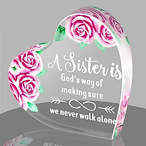 Sister Gift Heart Keepsake and Paperweight from Sister Brother, A Sister is God's Way of Making Sure We Never Walk Alone Birthday Friendship Gift for Women Friends, BFF, Little Big Sister