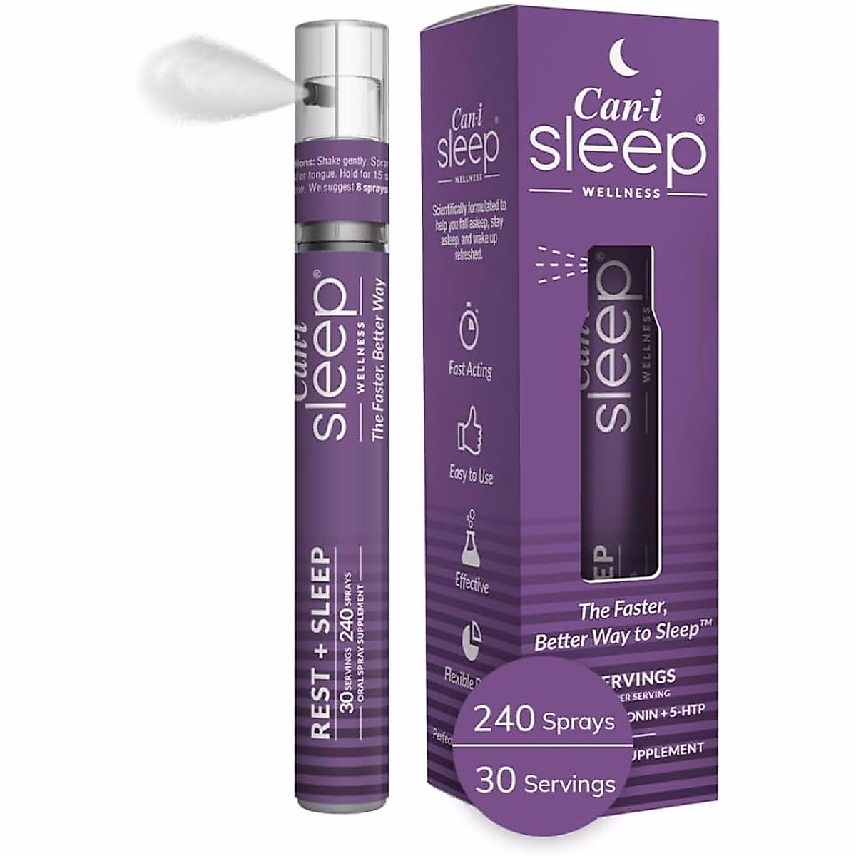 Sleep Fast & Longer - Vitamin Spray Can I Sleep Natural Sleep Aid with Melatonin, GABA, & 5-HTP - Nighttime Liquid Melatonin Spray - Advanced Multivitamin for Adults by Can-i Wellness