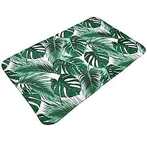 Bathroom Rugs Tropical Palm Leaves,Bath Mat Set Soft Anti-Slip Shower Bathroom Toilet Cover Rugs