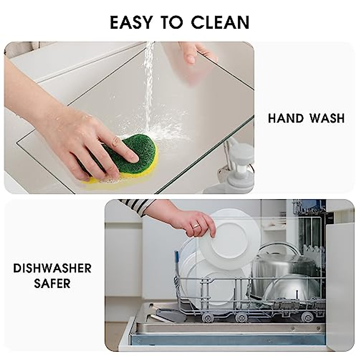 JAMBALAY Tempered Glass Cutting Board 12"x16" for Kitchen Dishwasher Safe with Rubber Feet, Scratch Resistant, Heat Resistant, Shatterproof