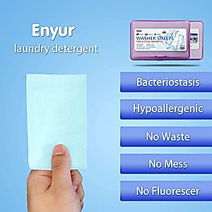 Enyur Unscented Travel Laundry Detergent Sheets/Concentrated Travel Laundry Soap/Travel Size Detergent Fragrance Free 32 Loads / 1 Pack