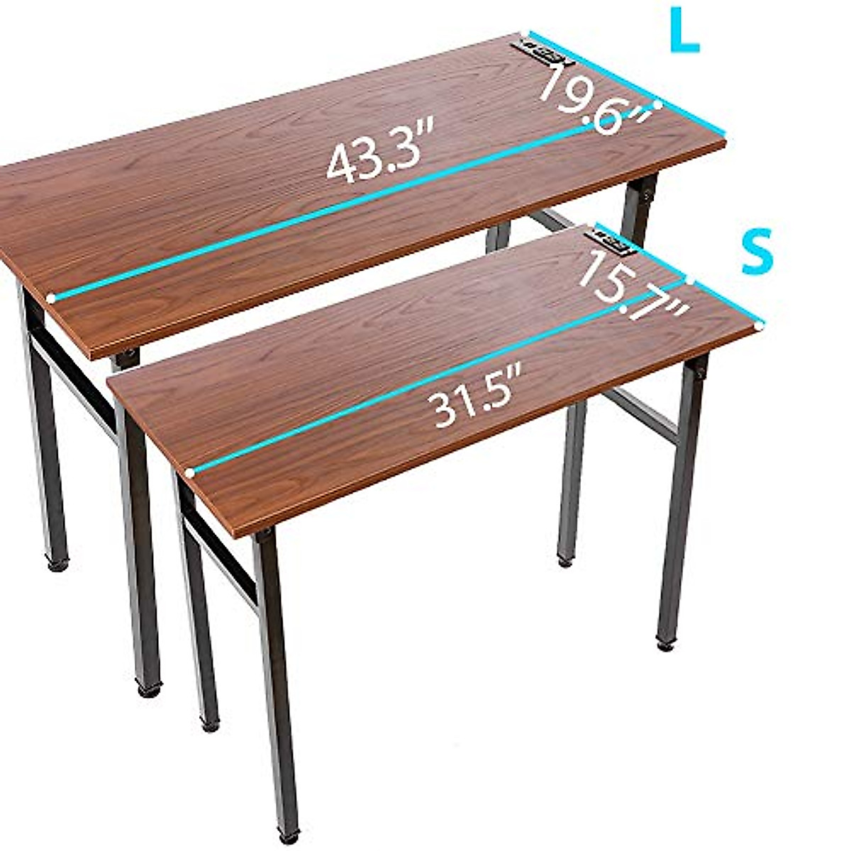 Frylr Small Folding Writing Desk with USB Ports & Power Plugs 31.5x15.7x29 Inch Small Office Computer Desks Portable for Home Office, Foldable Student Study Tables for Small Space, Walnut