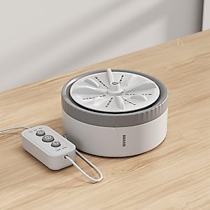 Portable Turbo Washing Machine with Adjustable Timing Gears, 27W Lightweight Sink Washing Machine for Baby’s Clothing Underwear Rags, USB Powered Dishwasher for Travel, Business Trip and Home Grey