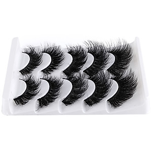 Eyelashes 8D Mink Lashes Pack Natural Look Fluffy False Siberian Mink Eyelashes Dramatic Thick Wispy Eye Lashes 5 Pairs