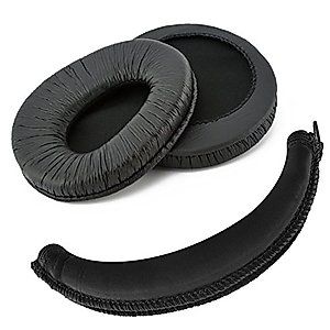 Geekria Earpad + Headband Protector Compatible with MDR Z600, V600, V900, V900HD, V7509 Headphone Replacement Ear Pad + Headband Cover/Ear Cushion/Ear Cups/Earpads Repair Parts (Black)