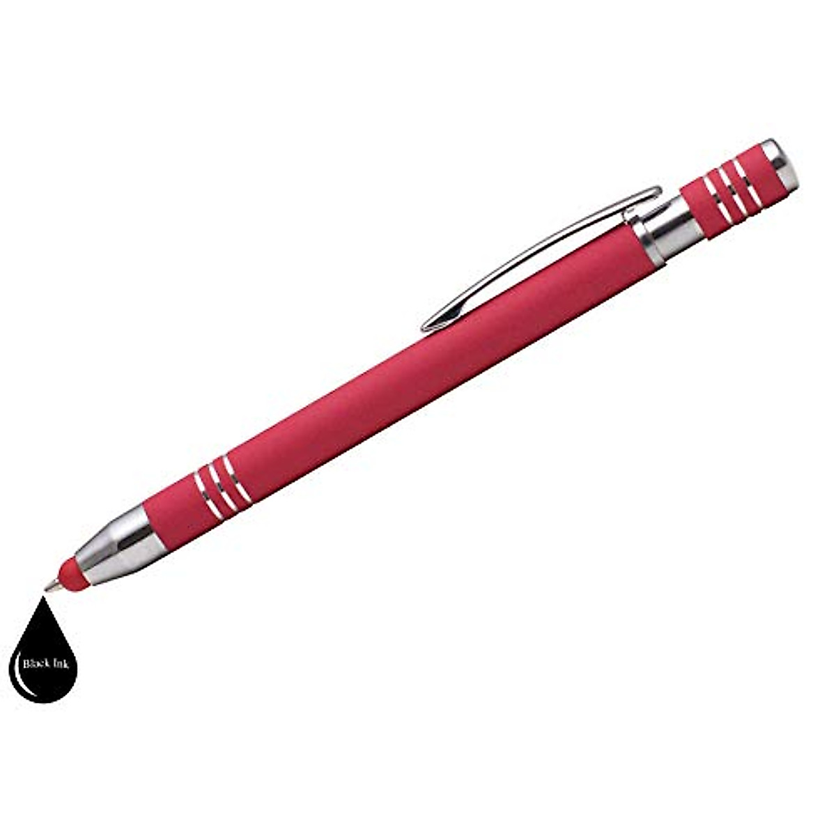 Express Pencils™ - Soft Touch Custom Pens with Stylus Personalized Metal Printed Name Pens - Black Ink - Imprinted Message of Choice - 12 pcs/pack (Assorted)