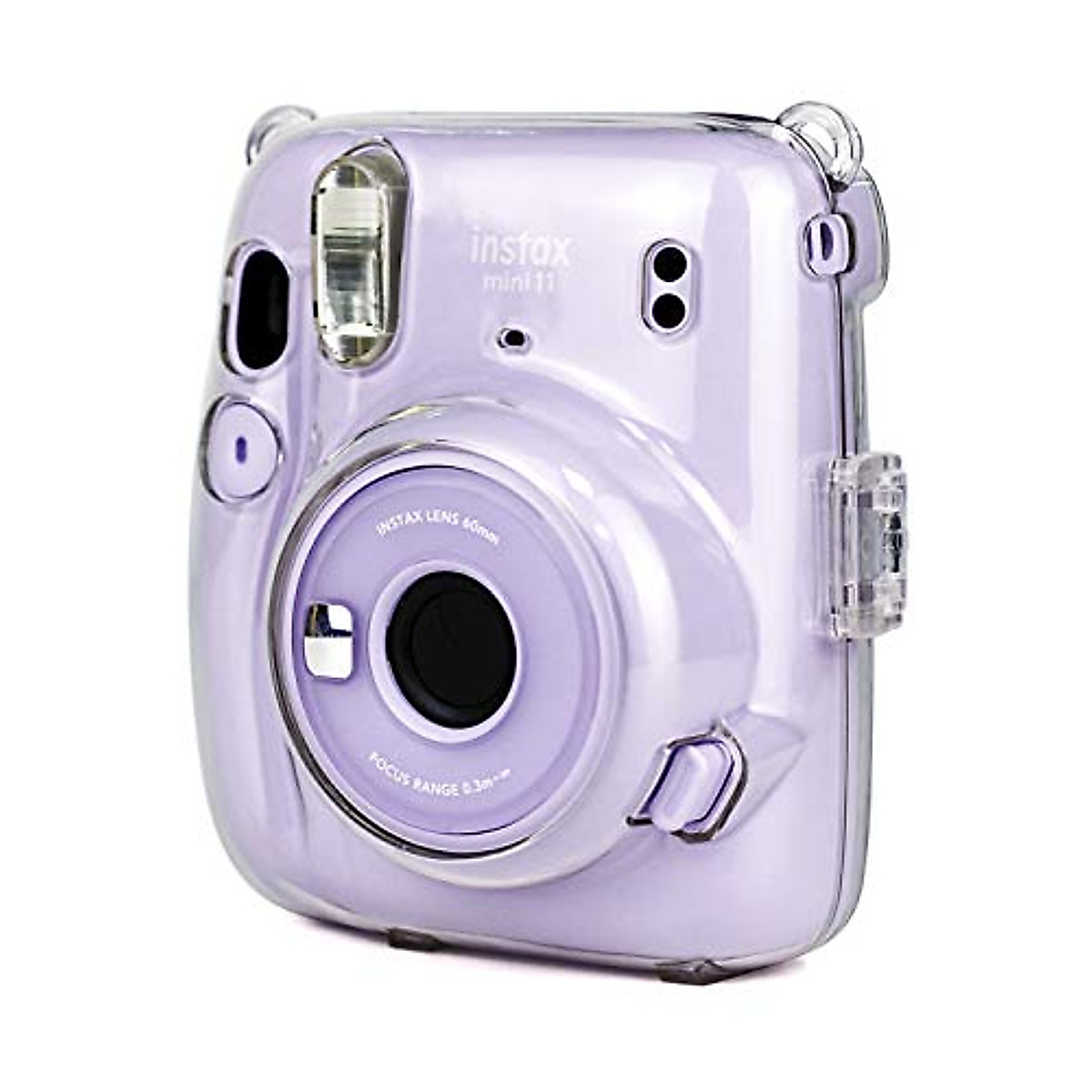 EpicGadget Case for Fujifilm Instax Mini 11 - Clear Hard PVC Protective and Portable Camera Cover with Detachable Adjustable Shoulder Strap