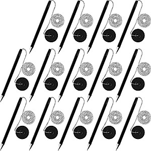 Secure Pen with Adhesive Pen Chain and Security Pen Holder for Home Office Supplies, Black Ink (14 Pieces)