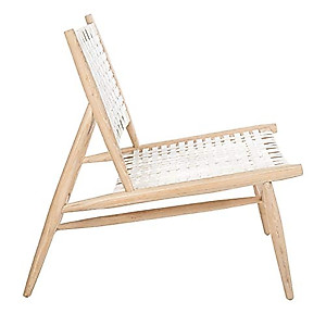 Safavieh Home Soleil White and Natural Leather Woven Accent Chair