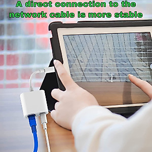 TOP-UP 2 in 1 Lightning to Ethernet Adapter - Lightning to RJ45 Ethernet LAN Network Adapter with Charge Port, Compatible with iPhone/iPad/iPod, Plug and Play, Supports 100Mbps Ethernet Network