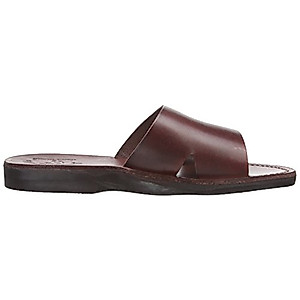 Bashan - Leather Wide Strap Slide Sandal - Brown