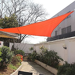 WYI 10 x 10 x 10 Ft Triangle Sun Shade Sail, Waterproof Oxford Canopy Awning Shelter 3 Ropes, Heavy Duty Block Sun Shade for Patios Yard Garden Outdoor Activities, Orange