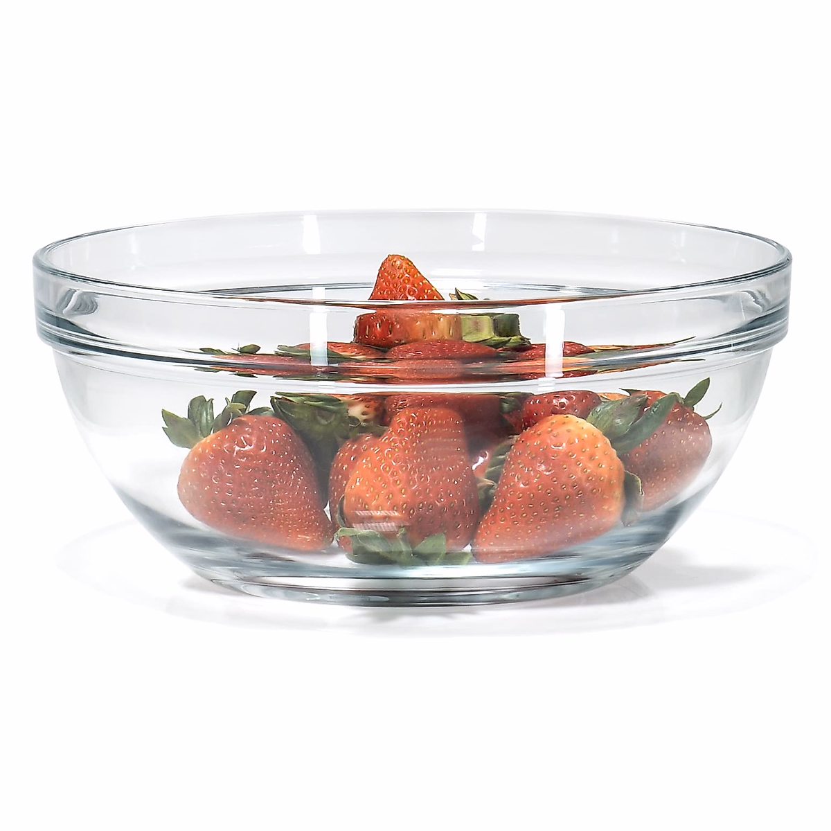 Red Co. 4.2 Quart Fully Tempered Clear Glass Mixing Bowl with Safety Rim, Large