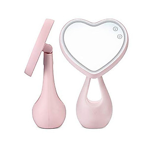 KXA LED Lighted Makeup Mirror, Makeup Mirror Lighted Dimmable Touch Screen Rotation Illuminated Disassembly Tabletop Comestic Mirror for Home Travel