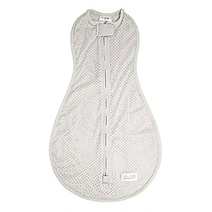 Woombie Super Stretch True Air Summer Baby Swaddling Blanket – Soothing, Vented Cotton Swaddle – Wearable Baby Blanket, Cool Gray, 5-13LBS