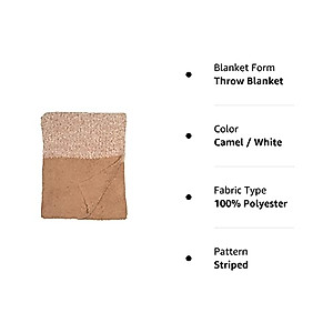 Barefoot Dreams CozyChic® Blanket w/Heathered Stripe Camel/Stone One Size