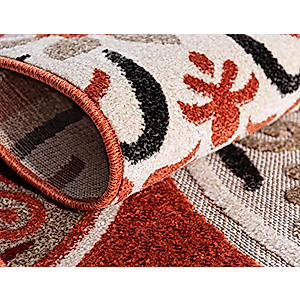 Unique Loom Outdoor Modern Collection Area Rug (4' 1" x 6' 1" Rectangle, Terracotta/ Burgundy)
