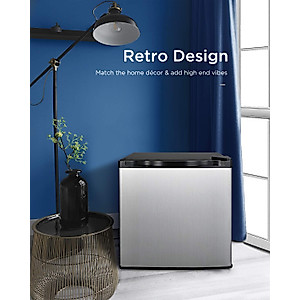 Upright Freezer - Compact Reversible Single Door Table Top Mini Freezer - Free Standing Freezing Machine with Removable Shelf(Silver, 1.1 Cubic Feet)