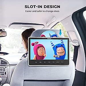 NAVISKAUTO 12'' Headrest DVD Player with HDMI Input, Car DVD Player with Free Headphone Support USB/SD Card, 1080P Video, MP4, Region Free, Last Memory, AV in & AV Out
