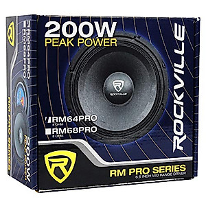 Rockville (2) RM64PRO 6.5" 400 Watt 4 Ohm SPL Mid-Bass Midrange Car Speakers