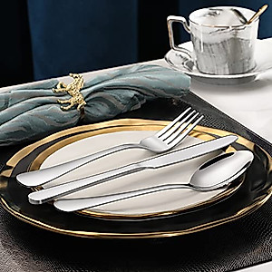 24-piece Forks and Spoons Silverware Set, Food Grade Stainless Steel Flatware Cutlery Set for Home, Kitchen and Restaurant, Mirror Polished, Dishwasher Safe