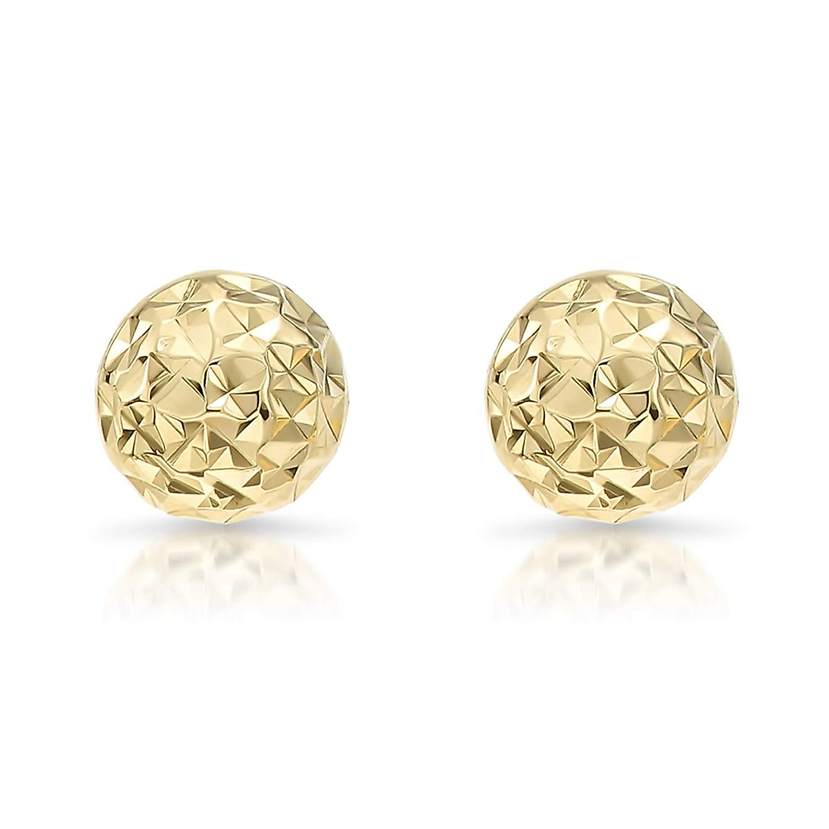 14k Yellow Gold Diamond-cut Ball Stud Earrings (8mm)…