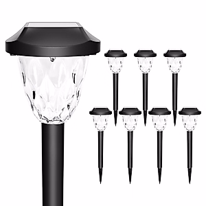 GIGALUMI 8 Pack Solar Lights Outdoor, Solar Pathway Lights with Great Pattern, Waterproof Auto On/Off Solar Powered Light for Outside Yard Garden Walkway Driveway Lawn Pathway