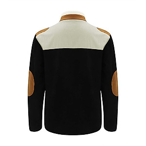 Mens Men Corduroy Polo Shirt Polo Sweatshirt Polo Sweater Polo Pullover Polo Jumper Tops Polo Tee Shirts Big and Tall for Men D-Black