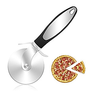 KUFUNG Pizza Cutter Wheel, Super Sharp Pizza Slicer with Non Slip Handle for Pizza, Pies, Waffles and Dough Cookies, Easy to Use and Clean (Silver, 8.3 inch)