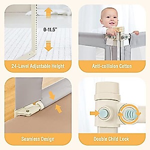 HONEY JOY Bed Rail for Toddlers, 77-in Extra Long, Portable Safety Bed Guardrail w/Double Safety Child Lock, Foldable Baby Bed Rail Guard, Fit King & Queen Full Twin Size Bed Mattress (77 INCH, Gray)