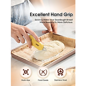 CLUEAPOP Bread Lame Sourdough Scoring Tool Extractable & Magnetic - Professional Dough Scoring Tool for Sourdough Bread Baking & Bread Making Tools - Scoring Patterns Booklet & 5 Razor Blades