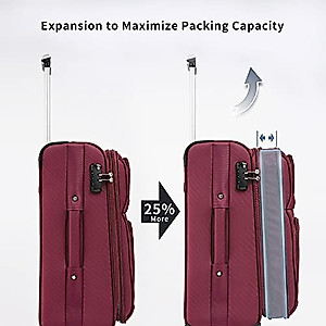 Merax Softside Luggage Set, TSA Lock Expandable Spinner Wheel Luggage, 3 Piece Set Suitcase