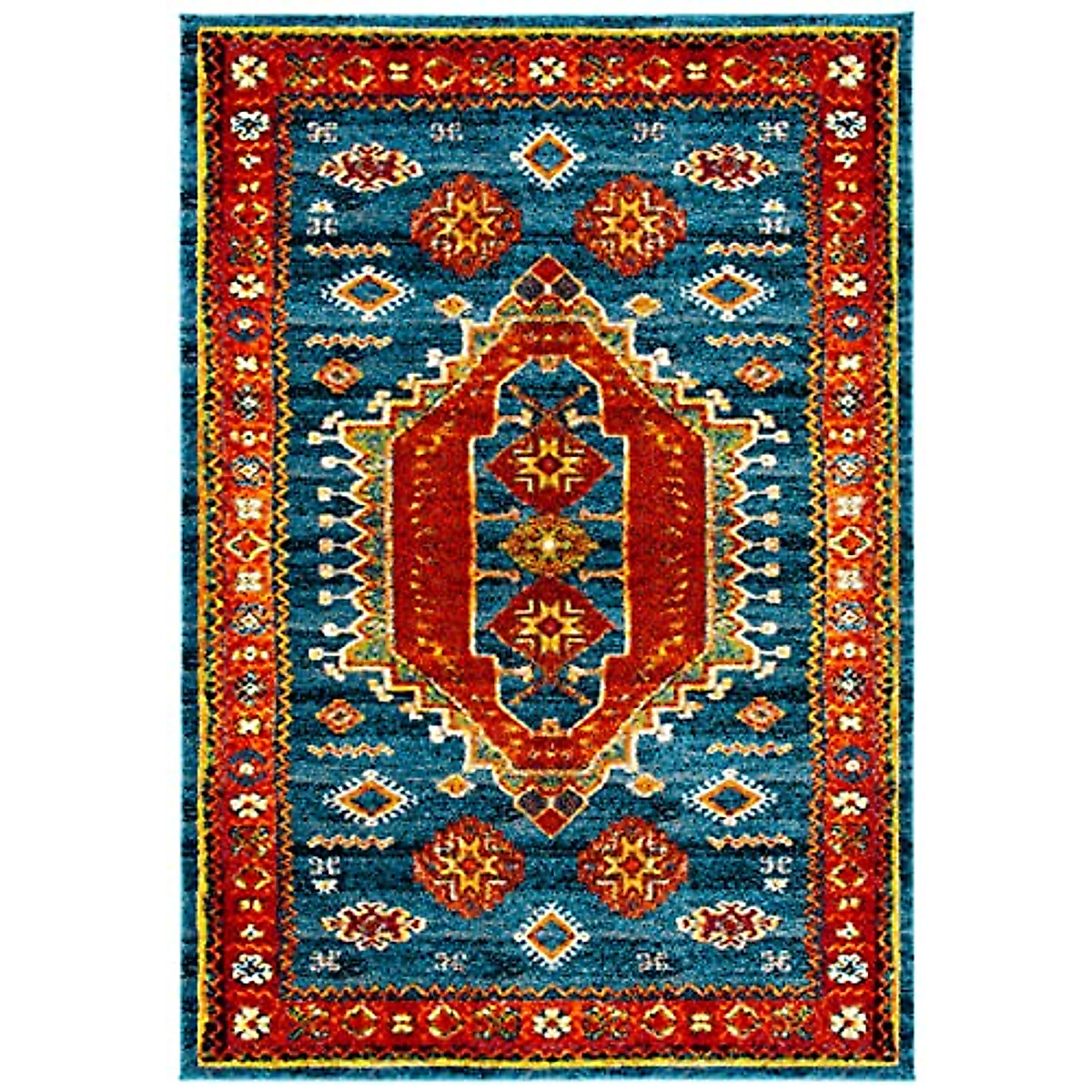 SAFAVIEH Vintage Hamadan Collection Accent Rug - 2'7" x 5', Blue & Orange, Design, Non-Shedding & Easy Care, Ideal for High Traffic Areas in Entryway, Living Room, Bedroom (VTH253M)