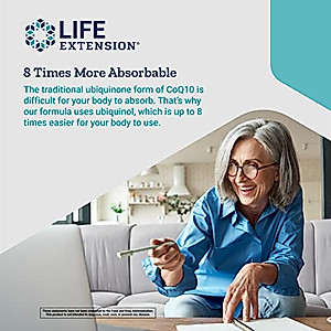 Life Extension Super Ubiquinol CoQ10 100 mg with Enhanced Mitochondrial Support - For Anti-Aging, Heart & Brain Health and Healthy Cholesterol - Gluten Free, Non-GMO – 60 Softgels