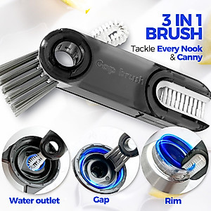 Holikme 6 Pack Bottle Brush Set, 14" Long Handle Stainless Steel Bottle Cleaner Brush, 3 Straw Brushes, 3-in-1 Bottle Cleaning Brush for Water Bottle, Baby Bottle, Straws Black