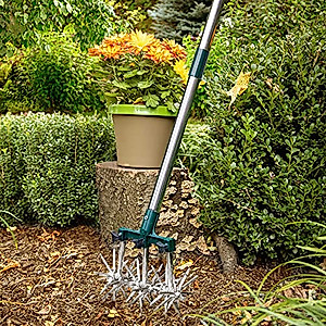 Altdorff Rotary Cultivator Set, 25"-63" Adjustable Gardening Rotary Tiller and Hand-Held Garden Cultivator swith Aluminum Detachable Tines, Reseeding Grass or Soil Mixing