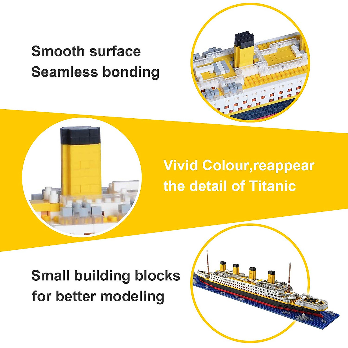 Yemhash Micro Mini Blocks Titanic Model Building Set with 2 Figure, 1872 Piece Mini Bricks Toy, Gift for Adults and Kids