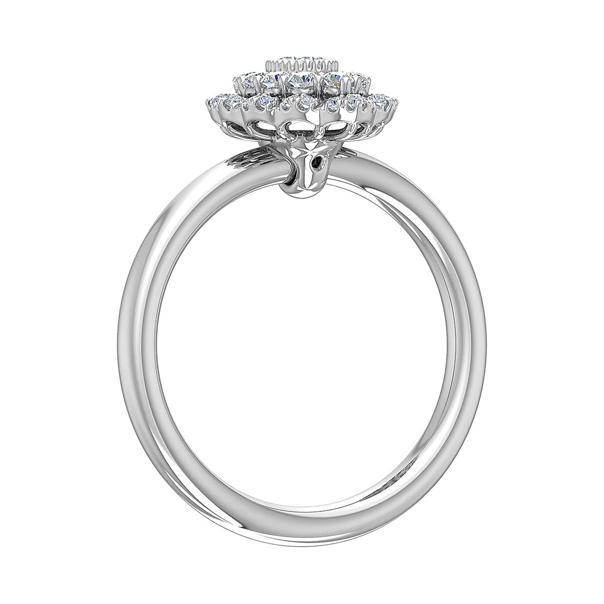 FINEROCK 1/3 Carat Diamond Marquise-Shaped Ring in 10K White Gold (Ring Size 7)