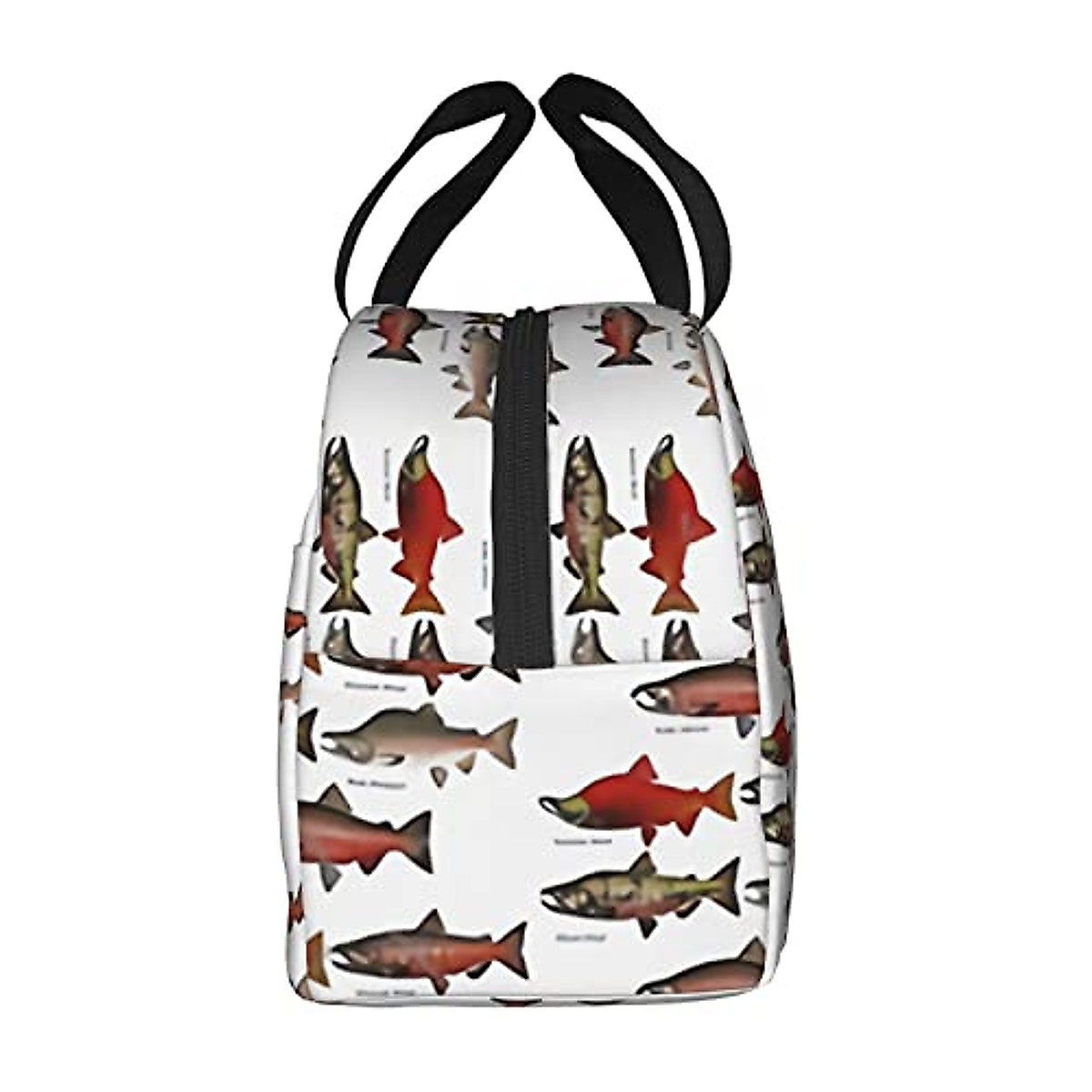 ASEELO Salmon Print Insulated Lunch Box Bag Portable Aluminum Foil Thickened Lunch Bag With Rice Tote Bag