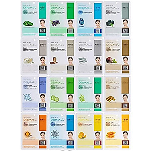 DERMAL 16 Combo Pack A Collagen Essence Full Face Facial Mask Sheet - Face Pack For Glowing Skin - Self Home Care Face Facial Mask Sheet - Korean facial Masks For Women and Men