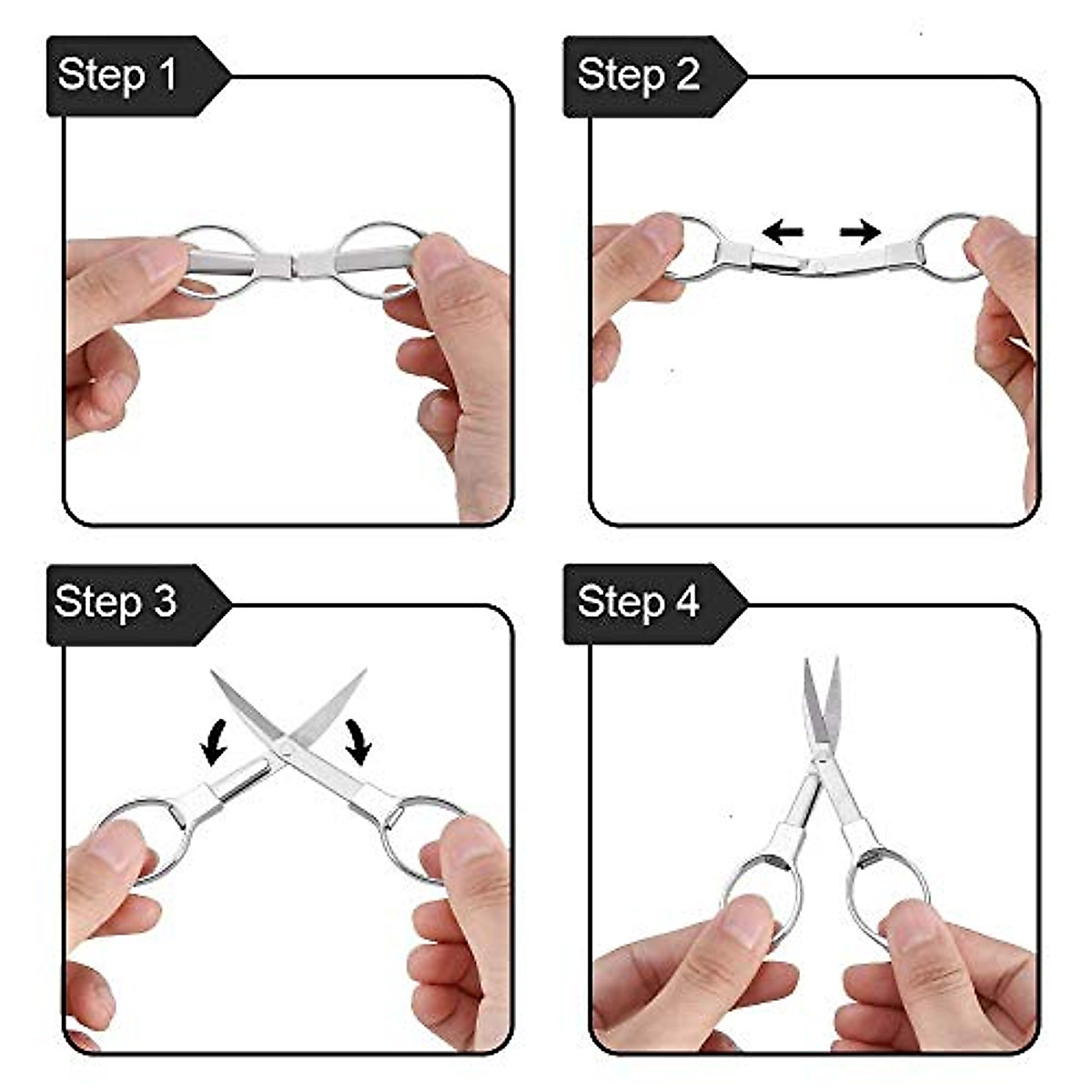 Allpdesky 2 Pieces Stainless Steel Scissors Anti-Rust Folding Scissors Glasses-Shaped Mini Shear for Home and Travel Use