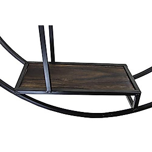 Admired By Nature Mounted Iron Hanging Storage 3 tier Floating Shelves Wall Shelf, Round Black Large