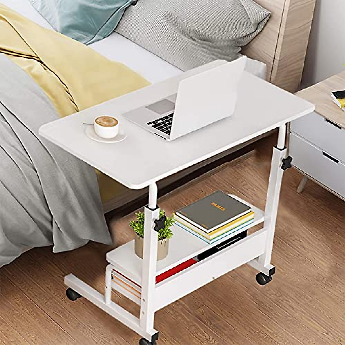 Adjustable Height Mobile Computer Desk for Small Spaces