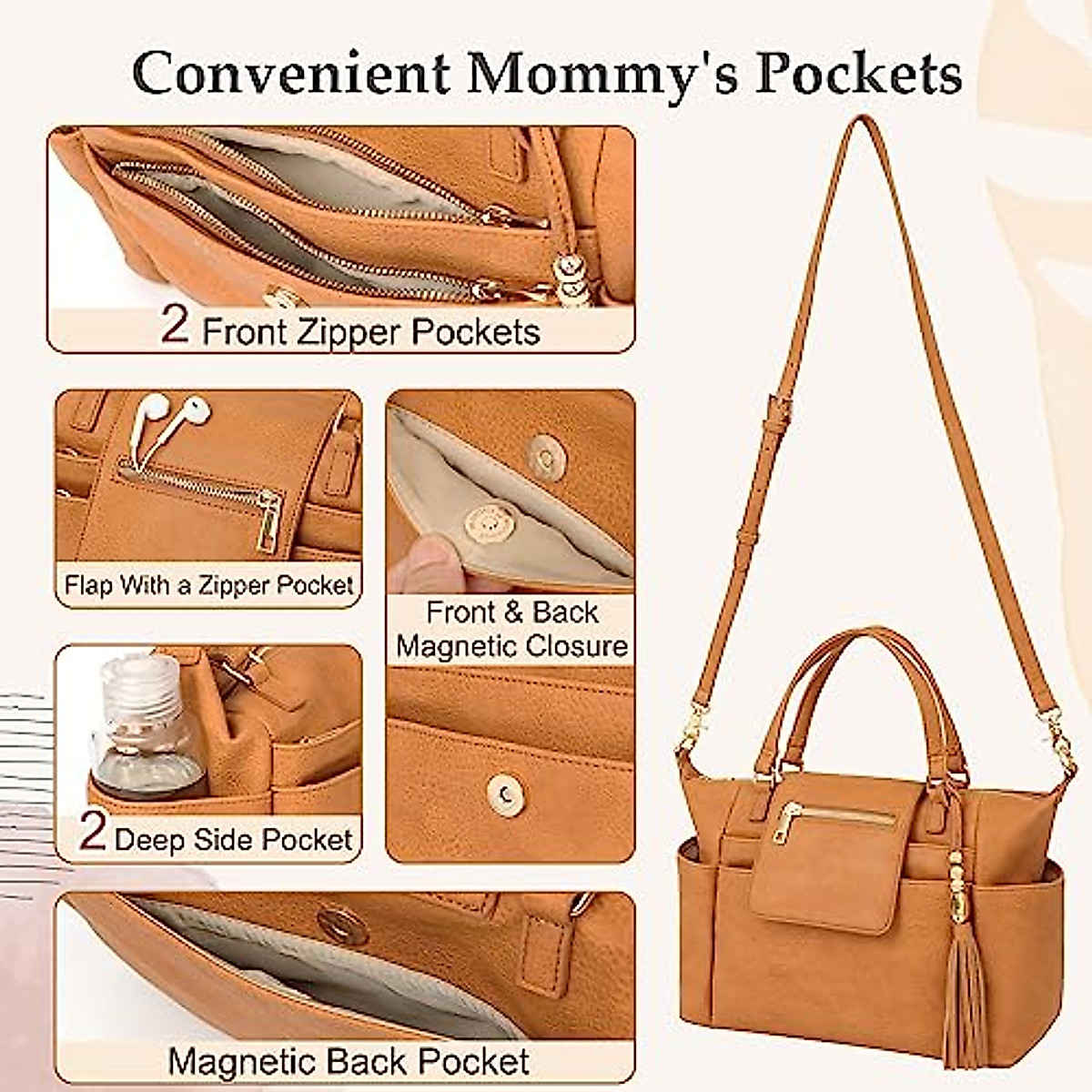 Omanmoli Diaper Bag Backpack Leather Diaper Bag Backpack Baby Bag Small Diaper Bag Mini Diaper Bag Tote